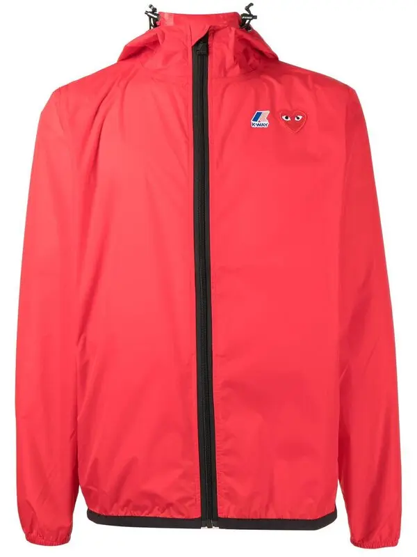 Play Comme Des Garcon X K-way Zipped Hooded Jacket - Red