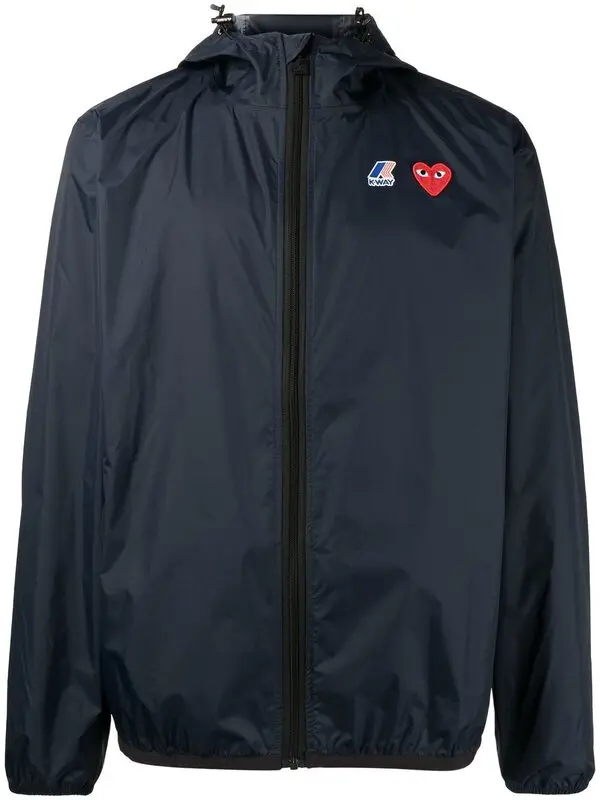 Play Comme Des Garcon X K-way Zipped Hooded Jacket - Blue