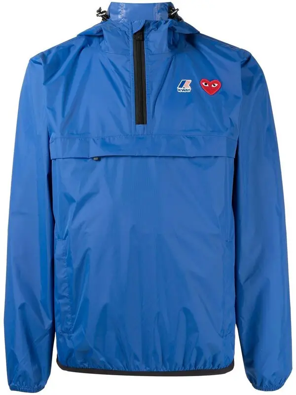 Play Comme Des Garcon X K-way Quarter-zip Hoodie - Blue