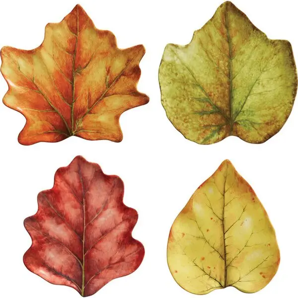JULISKA Forest Walk Set Of 4 Leaf Plates - Cafe Au Lait