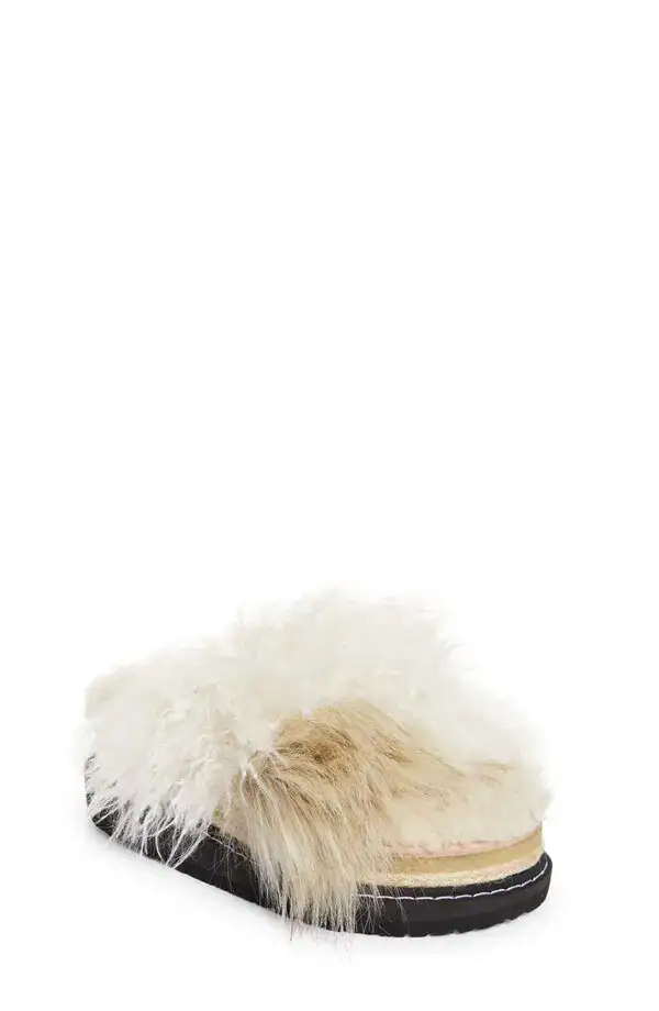 Sacai Mixed Faux Fur Sandal In Off White 65% Off Editorialist