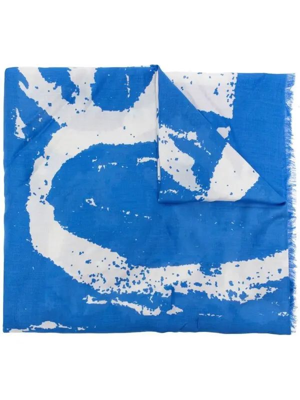 Givenchy Patterned Knitted Scarf - Blue