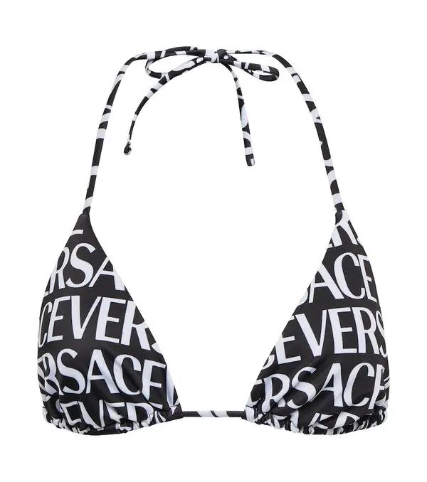 Versace Logo Bikini Top - Black