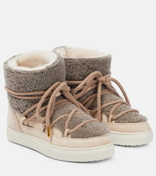 Inuikii Classic Shearling And Leather Ankle Boots - Multicoloured