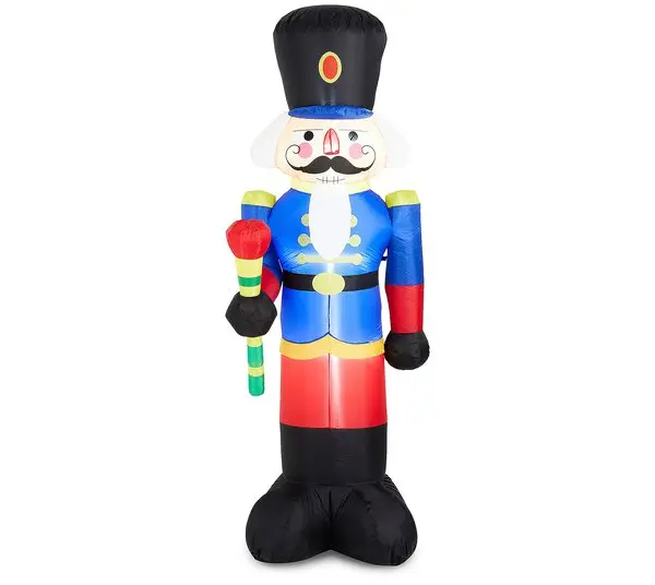 GLITZHOME Lighted Inflatable Nutcracker Christm As Yard Decor