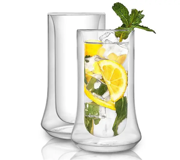 JOYJOLT Set Of Two 10-oz Cosmo Double Wall High All Glass