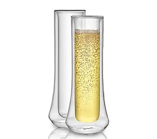 JOYJOLT Set Of Cosmo Double-wall Champagne Lute Glasses