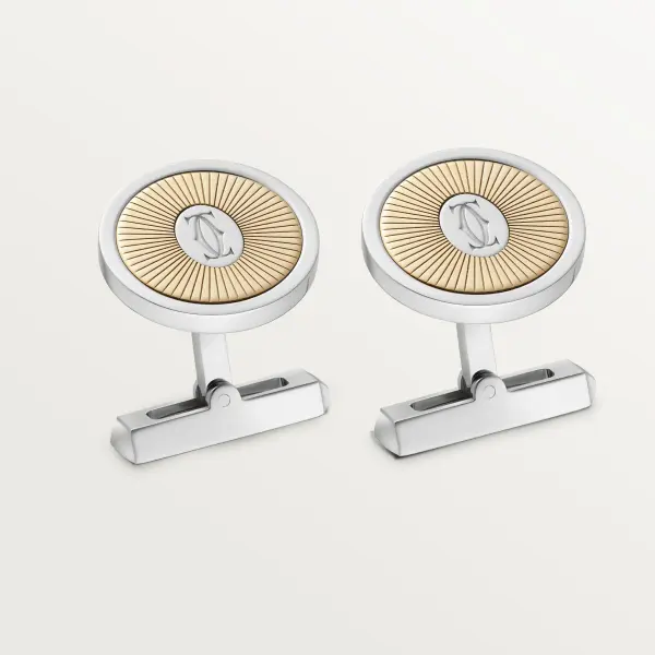 Cartier Double C De Logo Cufflinks With Gold And Silver Sunray