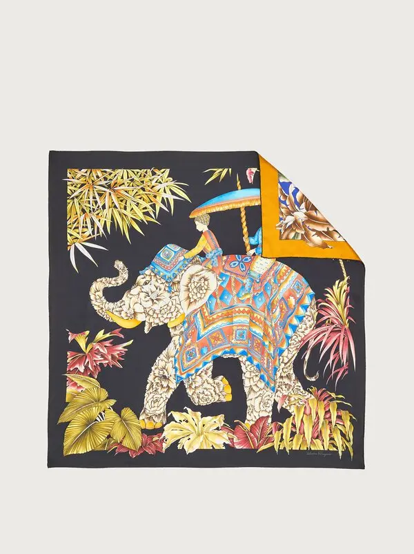 FERRAGAMO India Print Silk Scarf - Black
