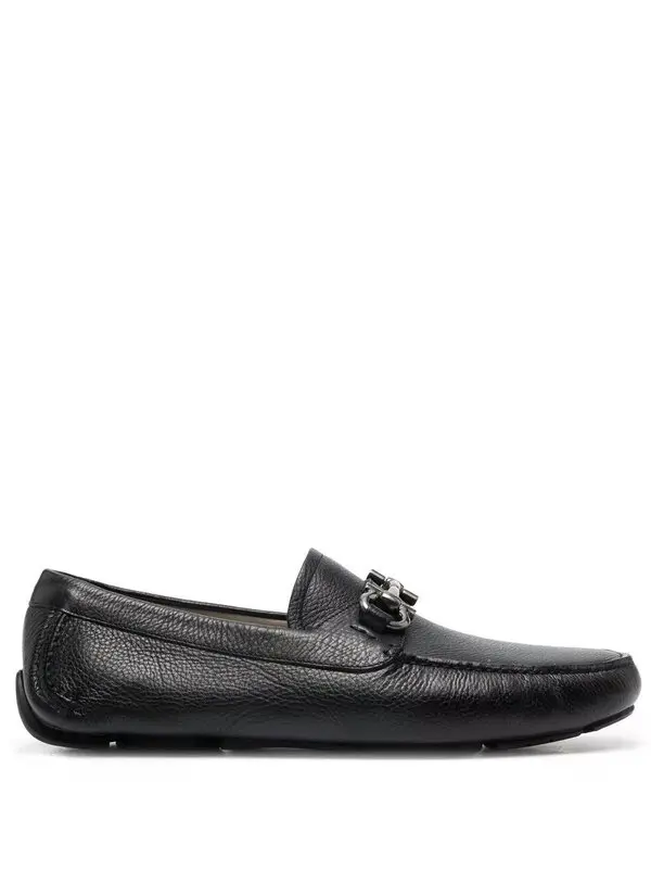 FERRAGAMO Gancini Pebbled-effect Loafers