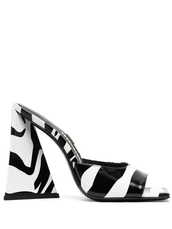 Attico Devon 115mm Zebra-print Sandals - Black