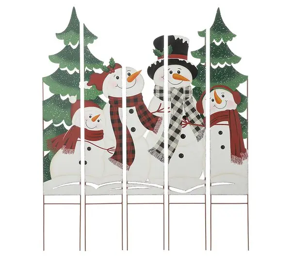GLITZHOME 41.5'h Metal Snowman Family Combo Yar Stake