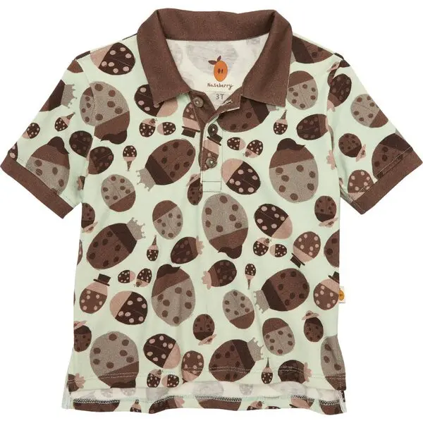 NASEBERRY Ladybug Print Organic Cotton Polo - Brown/beige/green