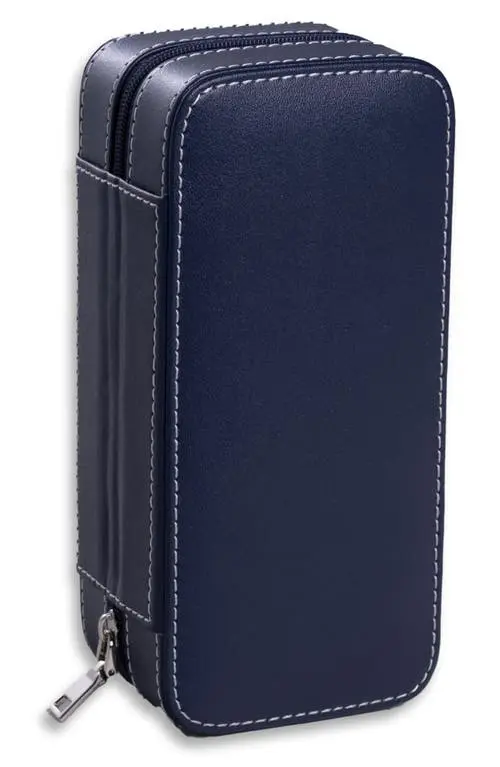 BEY-BERK Leather Watch Travel Case - Blue