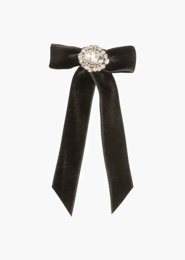 Jennifer Behr Cleo Bow Barrette Wide Velvet Bow Barrette -- Black – Jennifer Behr LLC main image 3