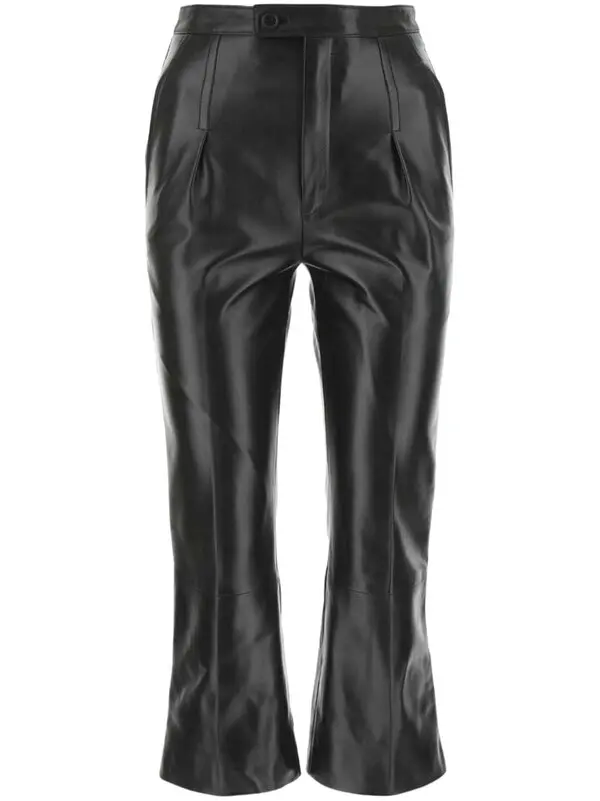 Saint Laurent Pleat-detail Leather Trousers