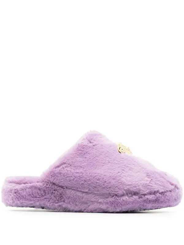 Versace Medusa Faux-fur Slippers - Purple