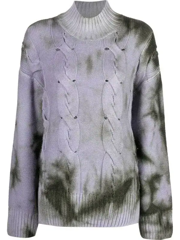 Off-White Tie-Dye Cable-Knit Jumper Purple Editorialist