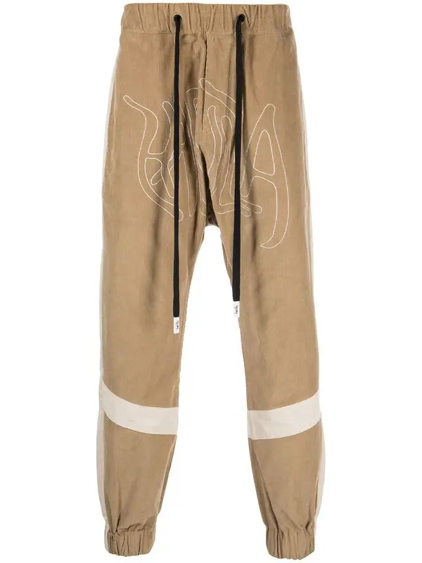 HACULLA. Embroidered-logo Ribbed Drop-crotch Pants