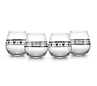 JOYJOLT Set Of 4 Disney Geo Picnic Mickey Steml Ss Wine Glass