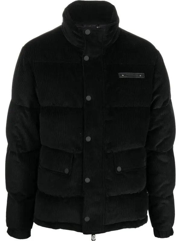 BILLIONAIRE Corduroy-detail Down Jacket - Black