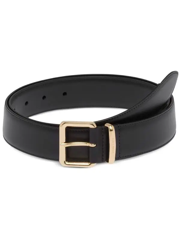 Miu Miu Laser-engraved Leather Belt - Black
