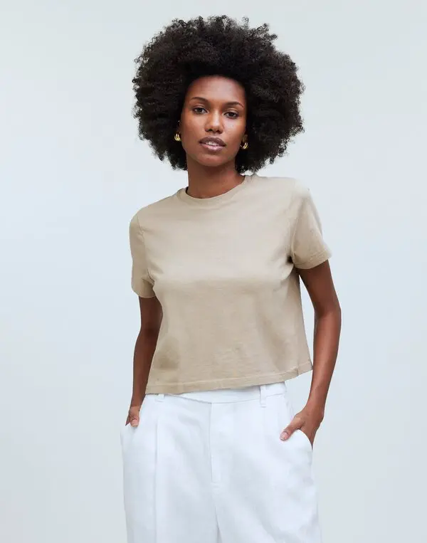 Madewell Softfade Cotton Boxy-crop Tee - Drill Khaki