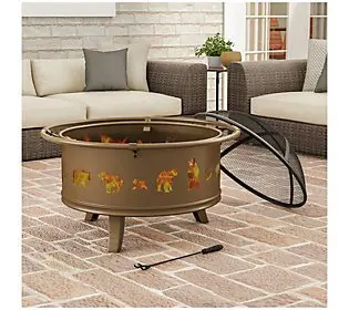 NATURE SPRING 32' Outdoor Deep Fire Pit With Bear Cutouts