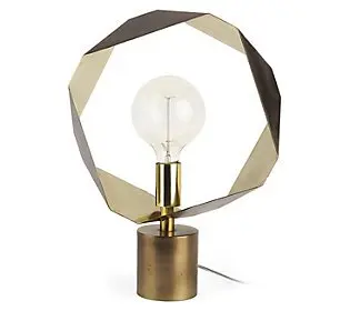 HOMEROOTS Golden Geometric Halo Table Or Desk Lamp