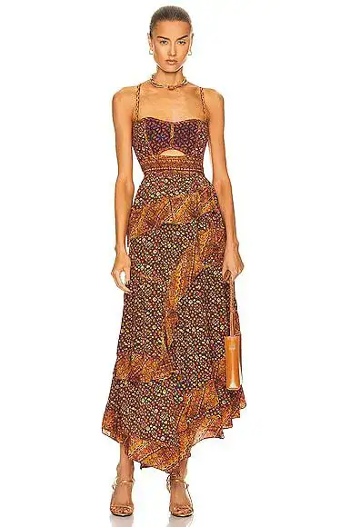 open lace back dress Freesia Gown - Saffron Orange Open Back Silk Dress main image 1