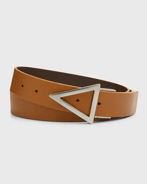 Bottega Veneta Triangle Buckle Reversible Leather Belt - Multi 