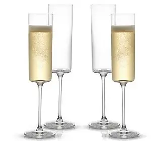 JOYJOLT Set Of Four Claire Crystal Cylinder Cha Pagne Glasses