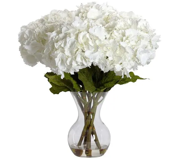 NEARLY NATURAL Large Hydrangea Vase Flower Arrangement Near Ly Natural