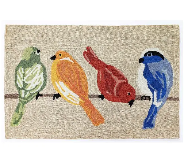 LIORA MANNE Frontporch Birds In/out Rug Neutral 20'x30