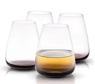 JOYJOLT Set Of Four Black Swan Stemless White W Ne Glasses