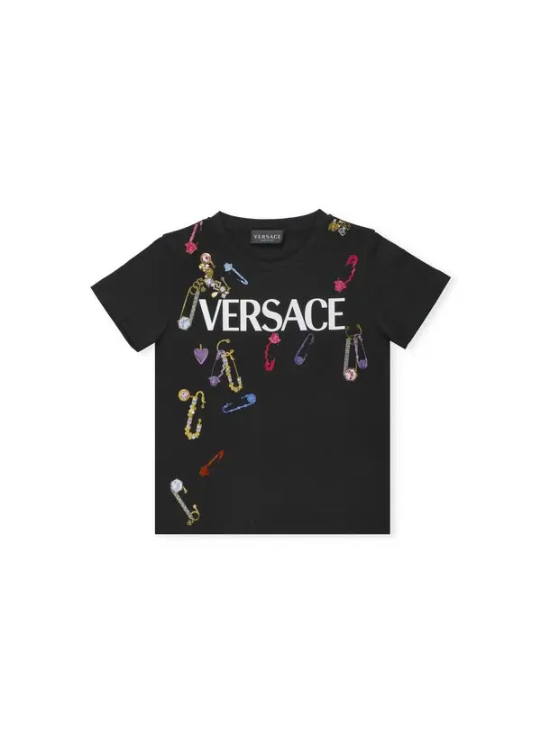 Versace Pins Logo T-shirt - Nero+multicolor | Editorialist