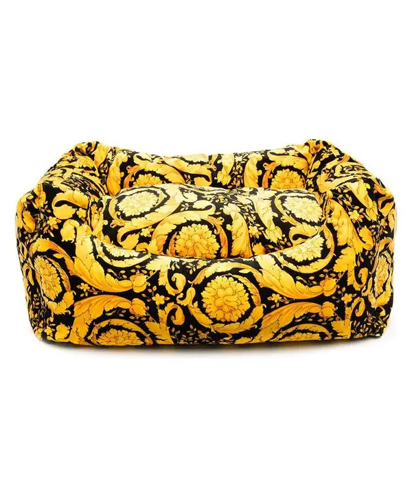 Versace Black Barocco Dog Bed - One-color | Editorialist