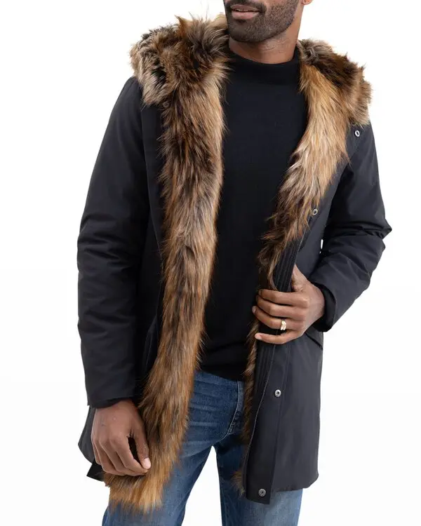 Fabulous Furs Hooded Storm Coat W/ Faux Fur Lining - Bla | Editorialist