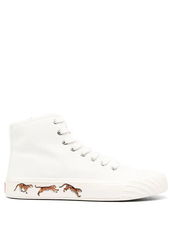 Kenzo Tiger-print High-top Sneakers - White