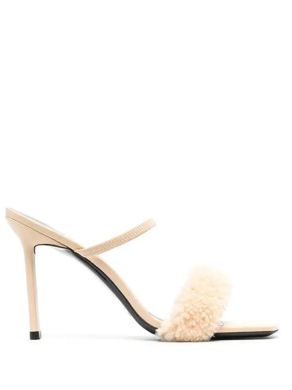 By Far Ada 100mm Shearling Sandals