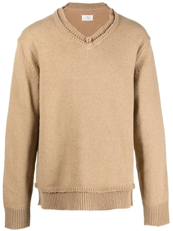 Maison Margiela V-Neck Jumper - Neutrals | Editorialist