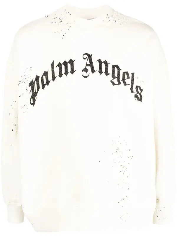 Palm Angels Logo-print Distressed-finish Sweatshirt