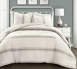 LUSH DECOR Farmhouse Stripe 3-piece King Comforter Set Ush Decor
