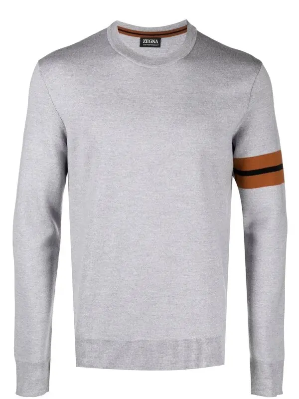 Zegna Side Stripe Detail Sweater - Grey