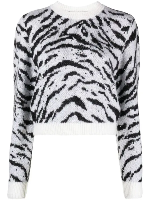 Alessandra Rich Zebra Intarsia Knit Sweater