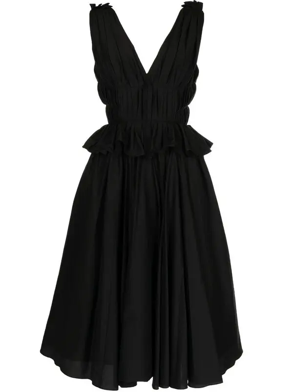 PUSHBUTTON V-neck Midi Dress