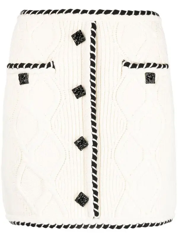 SELF-PORTRAIT Cable Knit Miniskirt