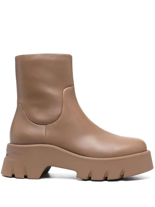 GIANVITO ROSSI Montey Leather Ankle Boots - Neutrals