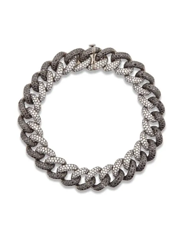 Shay 18kt Black Gold Diamond Chainlink Bracelet Silver Editorialist