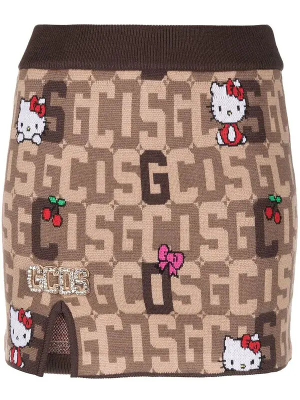 Gcds X Hello Kitty Monogram Knitted Skirt